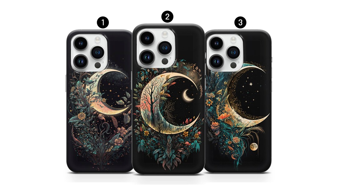 Fantasy Moon Case Detailed Tree Flower Modern Cover iPhone 15 Pro Max ...