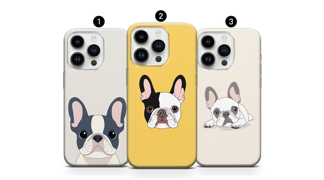 Cute French Bulldog Case, Minimalist Dog Puppy Cover iPhone 16 15 14 ...