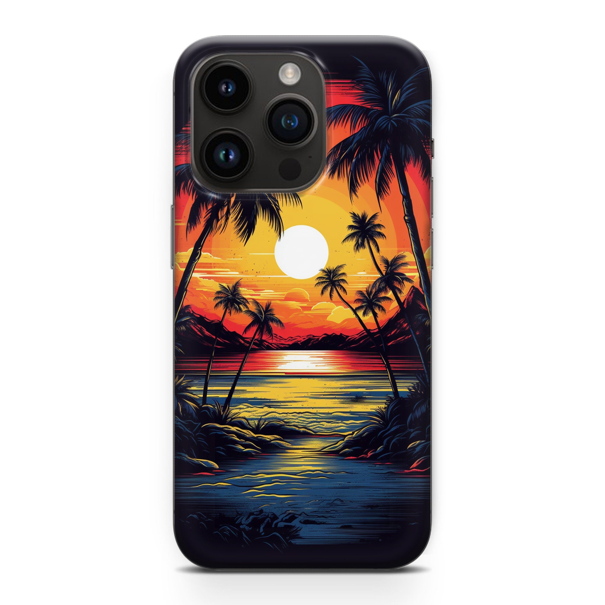 Beach Sunset Phone Case, Palm Tree Cover 15 14 Pro Max 13 12 11 XR XS 6 ...
