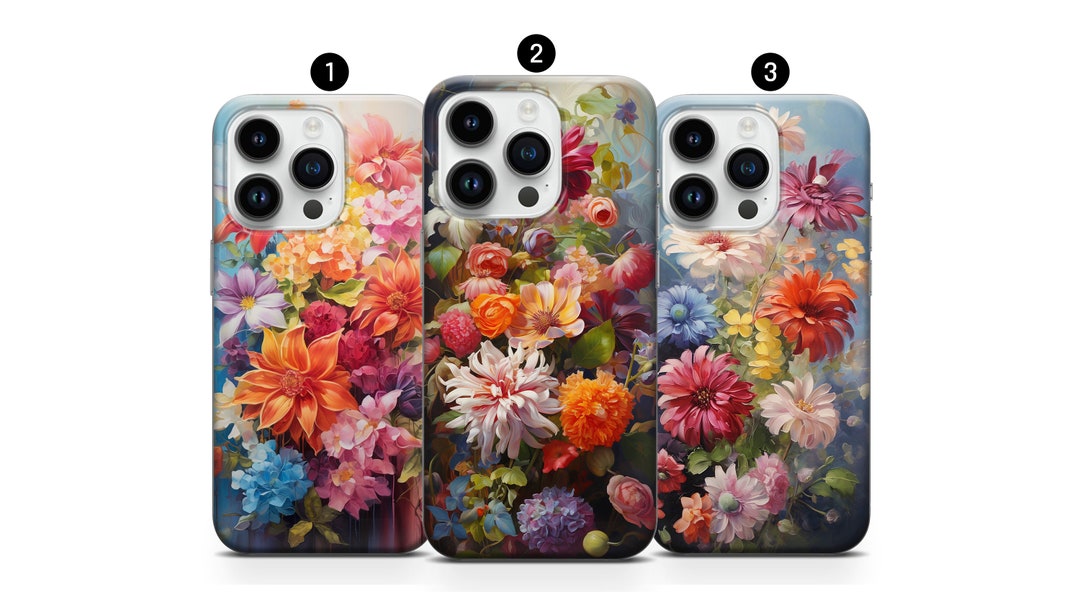 Colorful Flowers Phone Case Oil Painting Floral Cover iPhone - Etsy