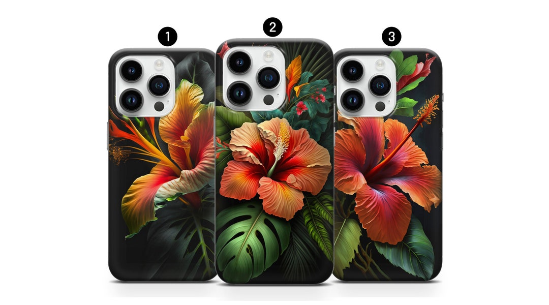 Tropical Flower Case Trendy Art Flowers Leaves Cover iPhone - Etsy
