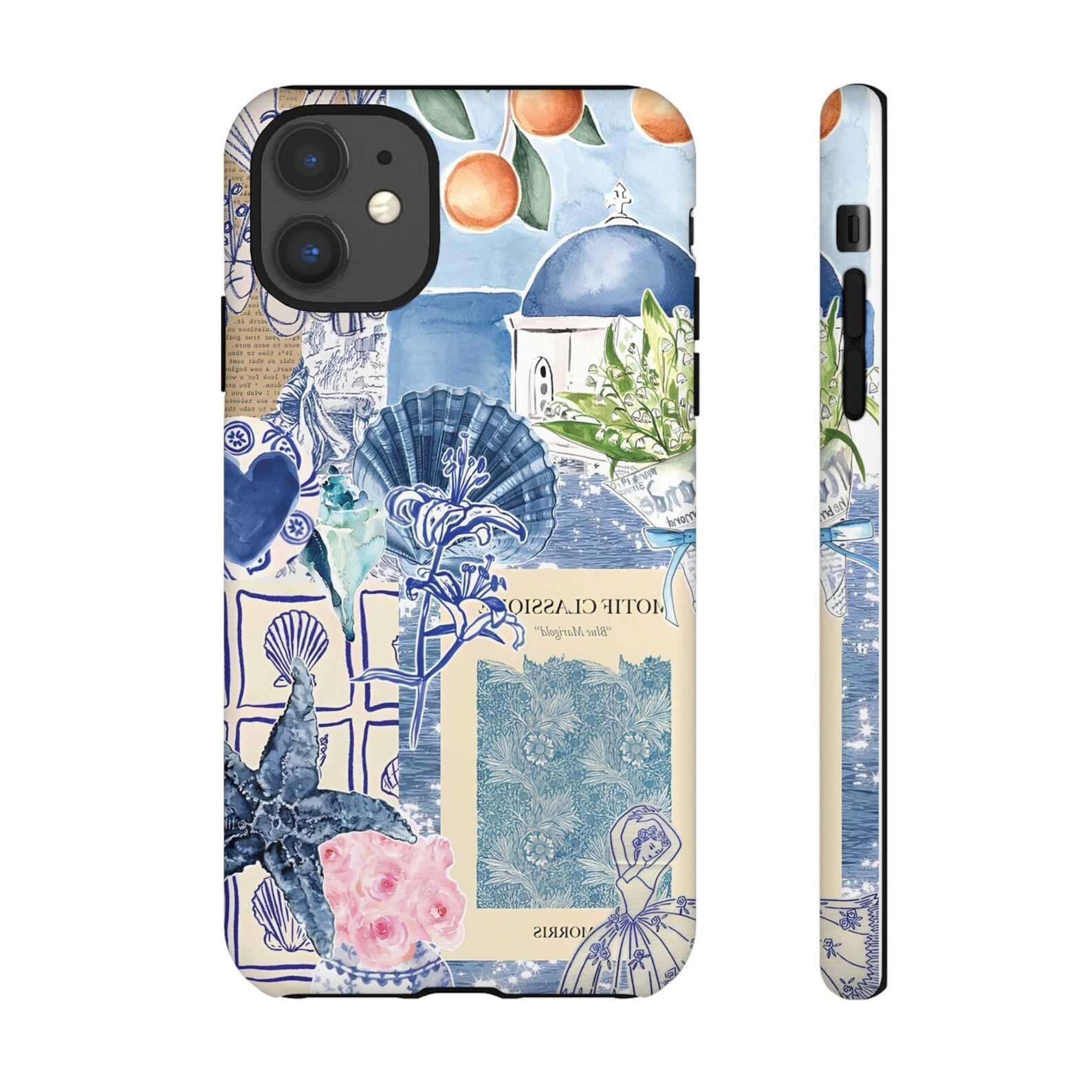 Santorini Collage iPhone Case, Coastal Aesthetic iPhone 11 12 13 Mini 14 15 Pro Max Mini Tough ...