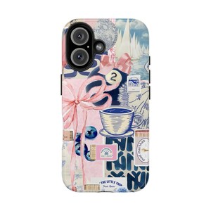 Pink Bows Coquette 2 Ball Collage iPhone 16 Pro Case, Y2K Samsung S24 ...