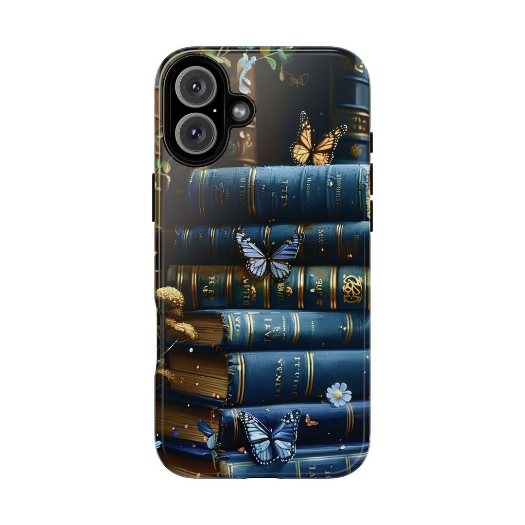 Books Bookshelf Pink Floral Aesthetic iPhone 16 Tough Case, Sturdy Dual ...
