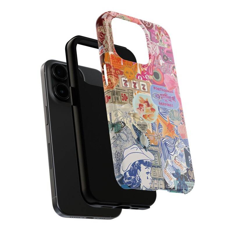 Colorful Vintage Collage Phone Case, Orange Goldfish iPhone Case ...
