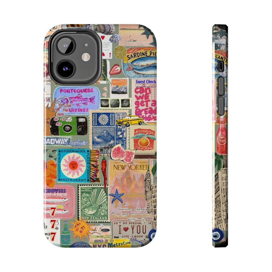 Vintage Stamps Collage Phone Case, NYC Samsung Galaxy Case, Sardines ...