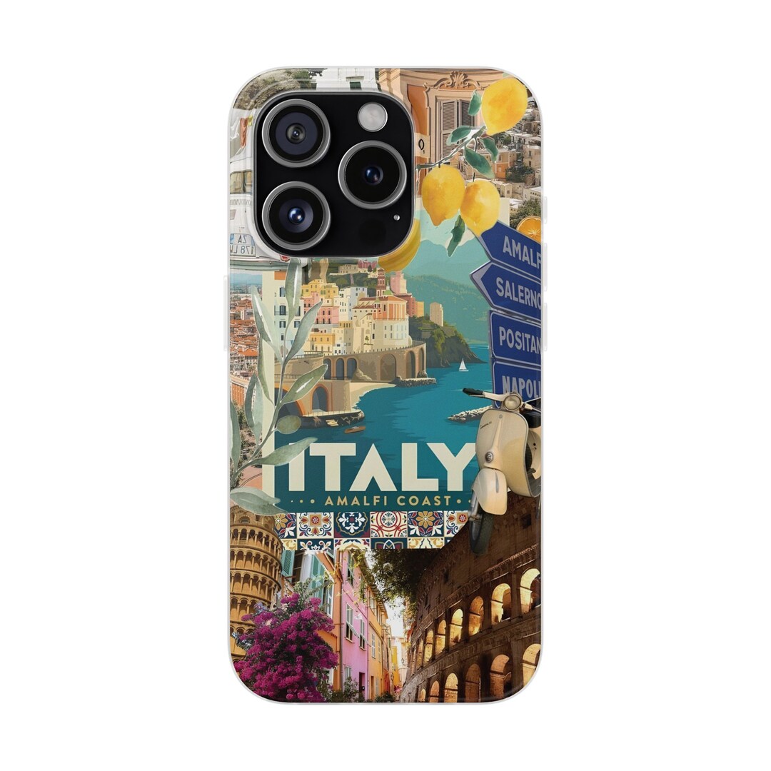 Italian Amalfi Coast Collage Flexi iPhone Case, Mediterranean Scenic ...