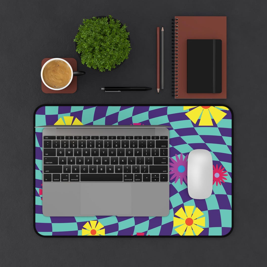 Wavy Checkered Check Colorful Florals Wavy Groovy Trippy Checkerboard ...