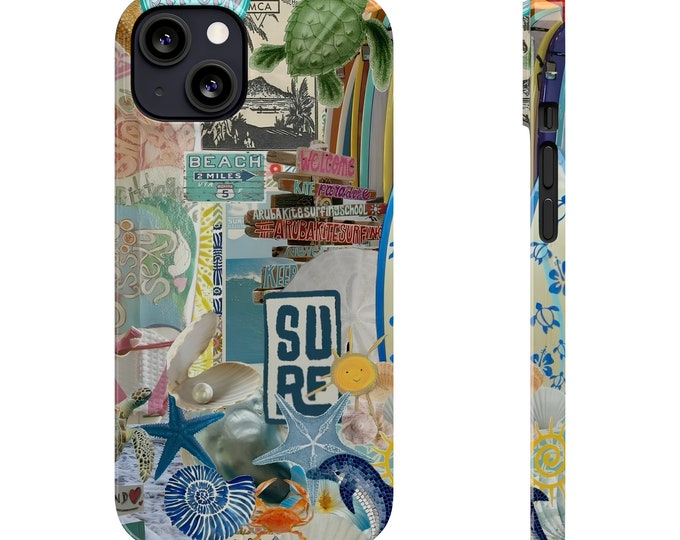 Coconut Girl Collage Aesthetic Phone Case, Ocean Beach Inspired, Summer ...