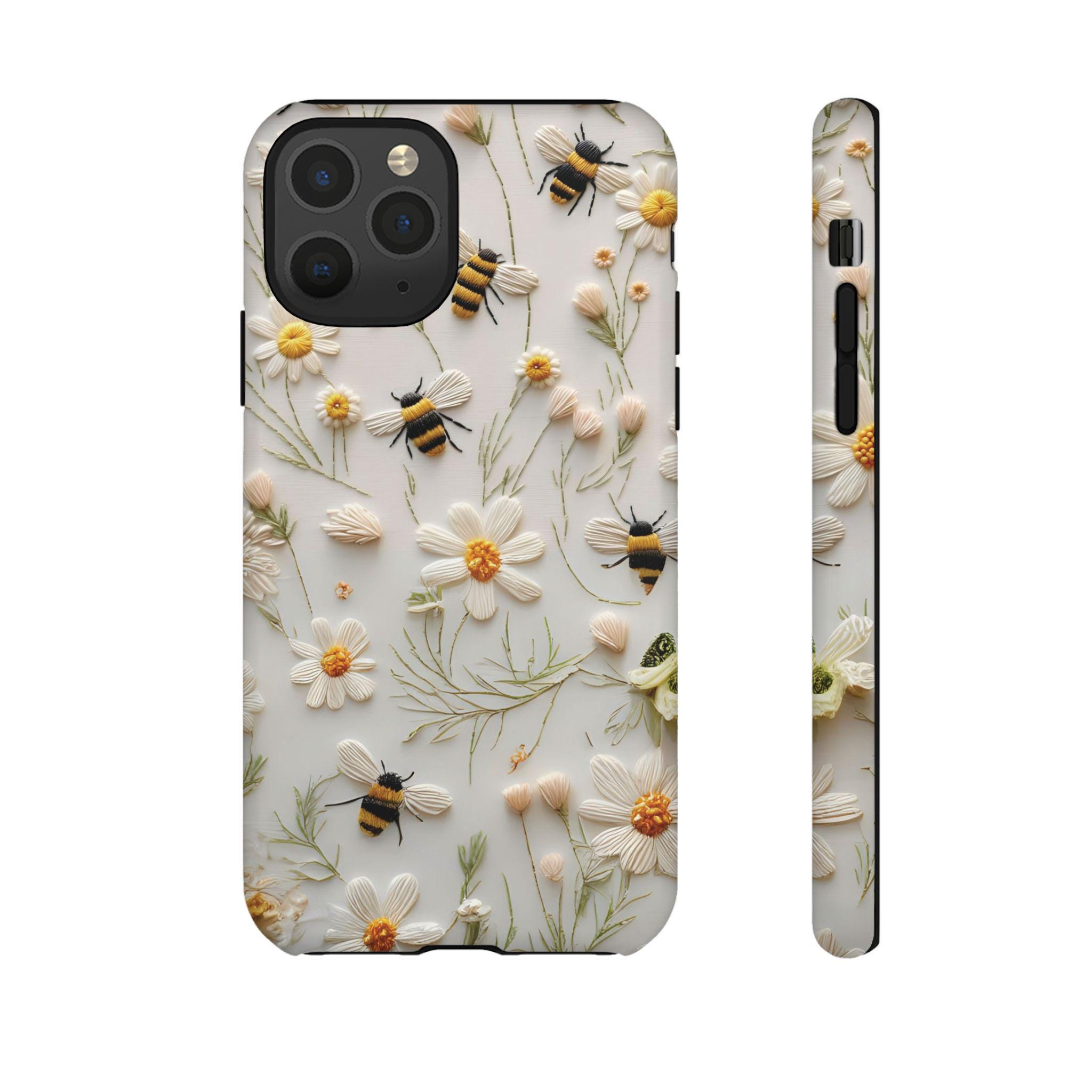 Afternoon Bee-light Spring Bumblebee Phone Case | Embroidery Look ...