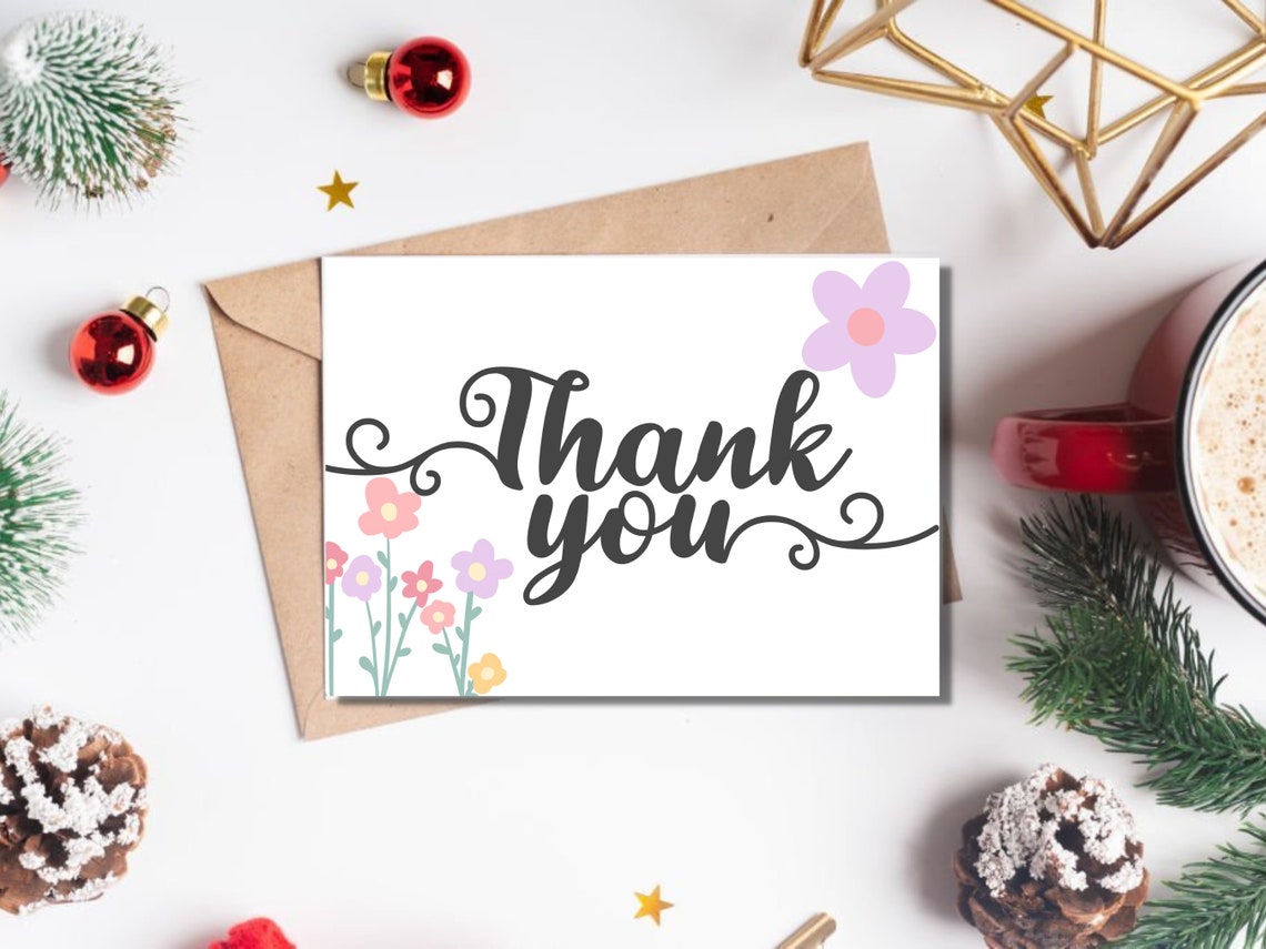 Thank You Printable Card, Instant Download Pdf, Non-editable Thank You ...