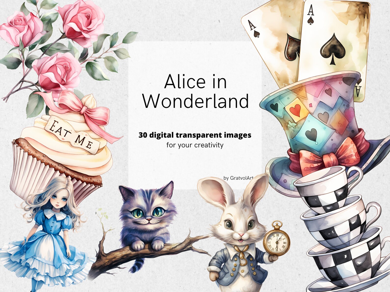 Alice in Wonderland Clipart Alice Clip Art Watercolor Alice Adventures ...