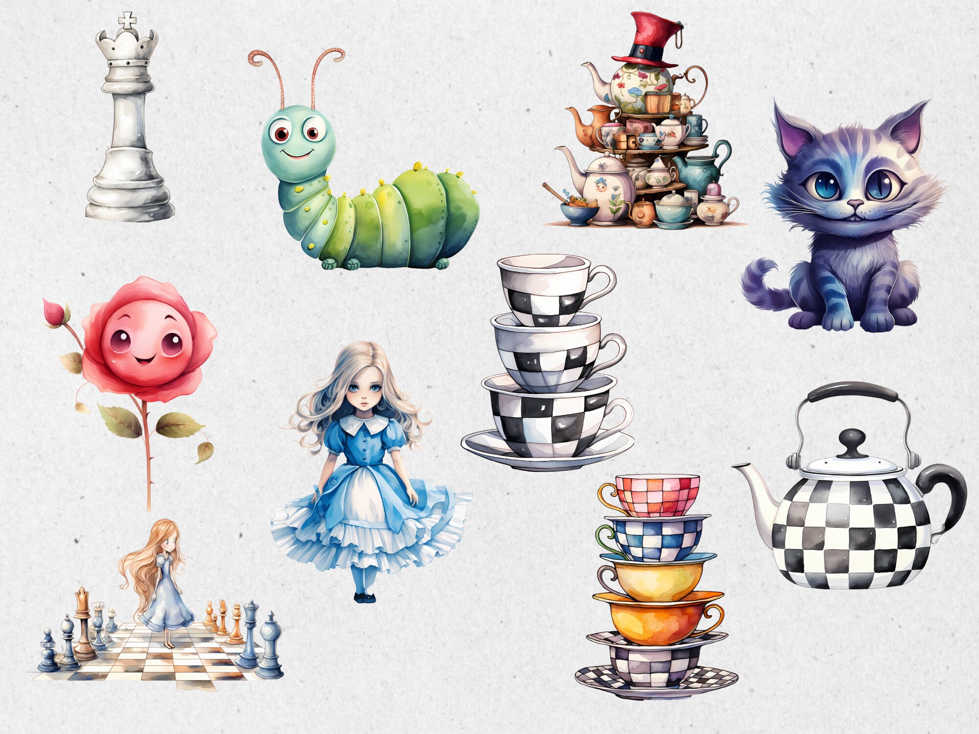 Alice in Wonderland Clipart Alice Clip Art Watercolor Alice Adventures ...