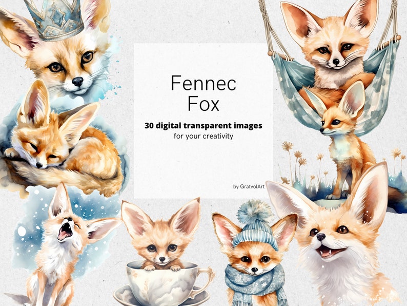 Fennec Fox Clipart Fennec Fox Art Fennec Fox PNG - Etsy
