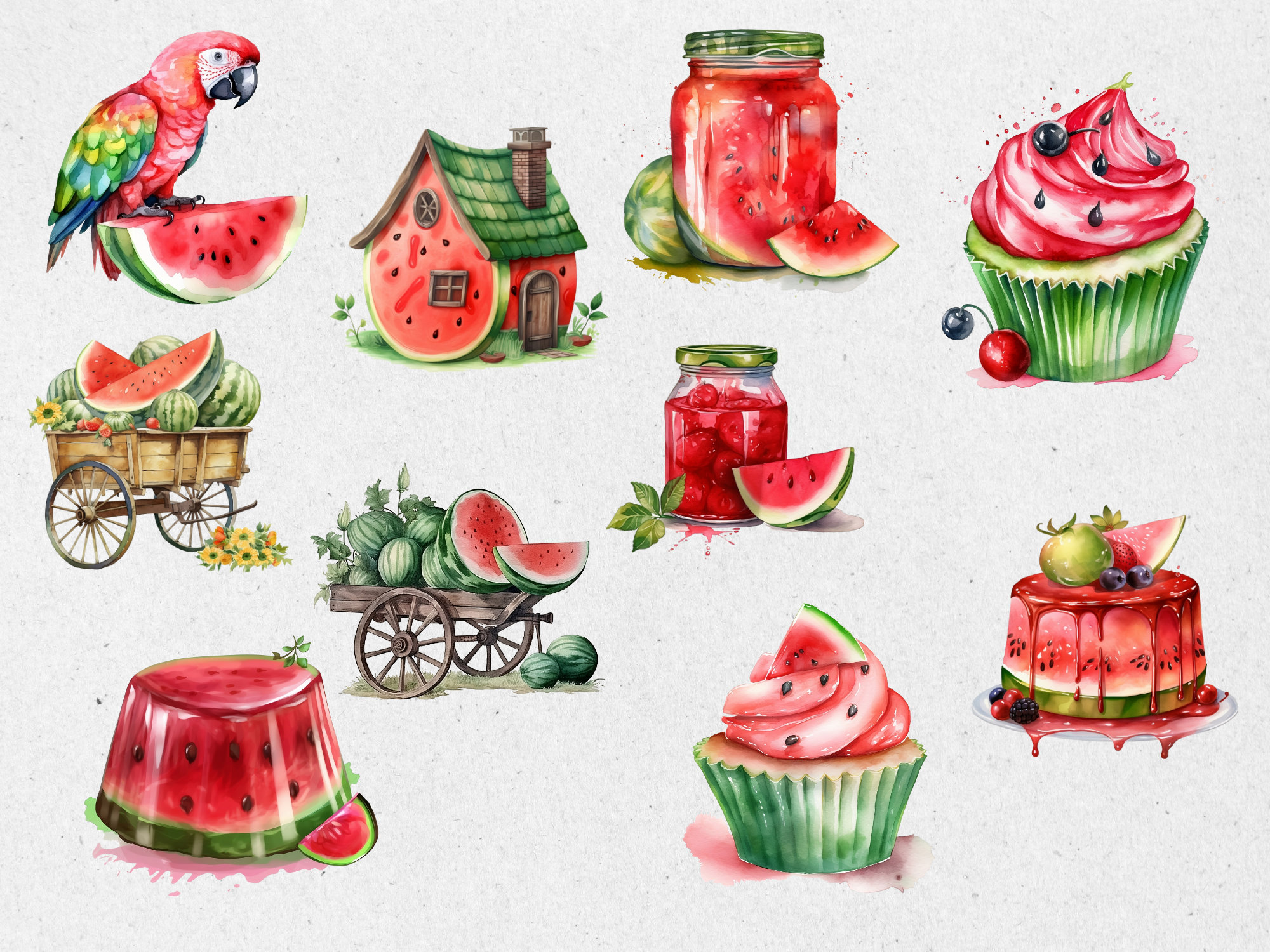 Watercolor Watermelon Clipart - Digital Png Watermelon, Graphics for ...