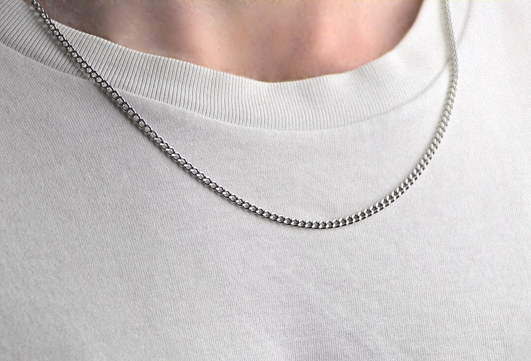 Cuban Chain Stainless Steel Chain Men Silver 22 Inch Chain 3mm for Him ...