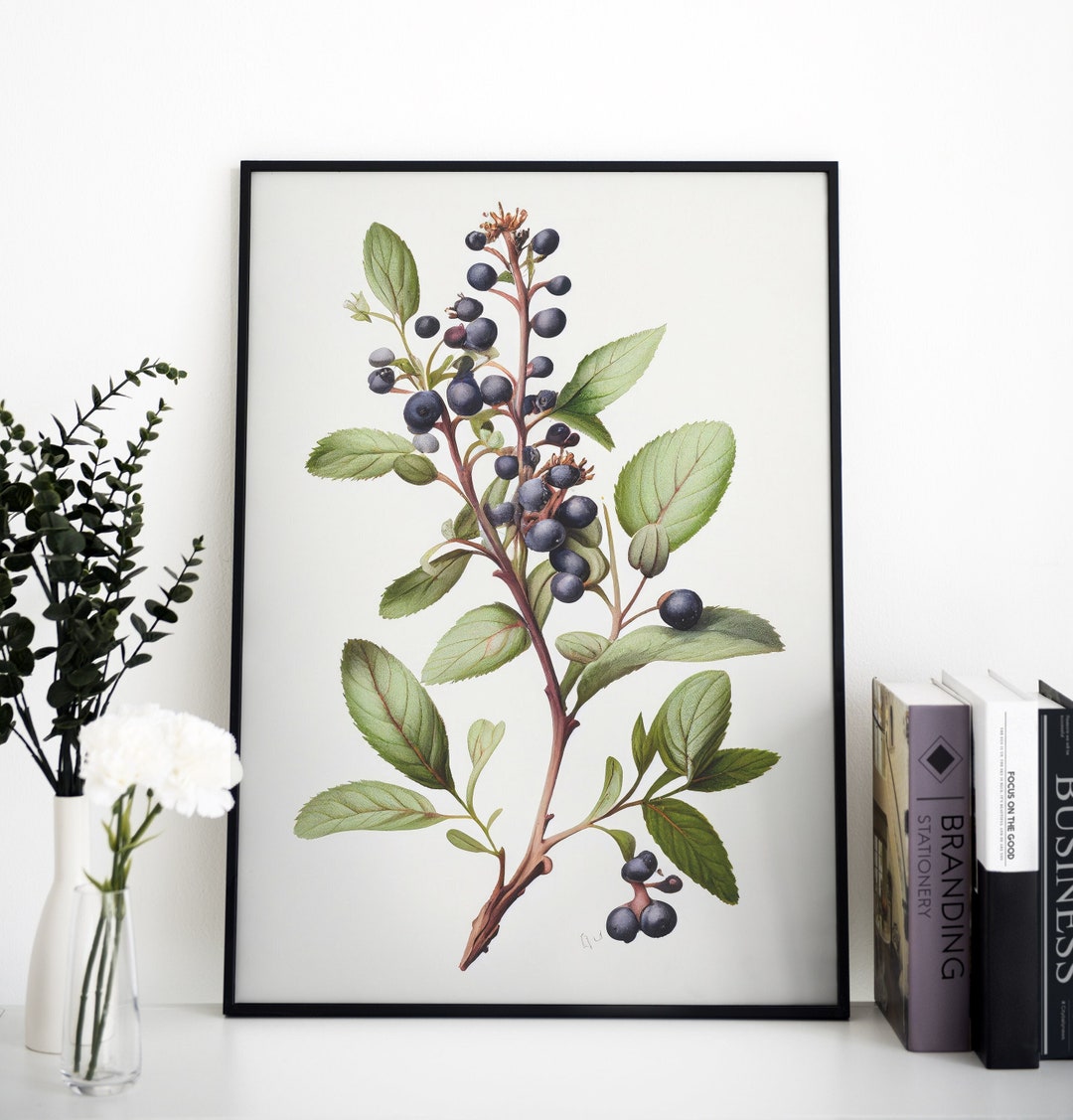 Flower Wall Art Huckleberry Print Floral Digital Print Wall Decor ...