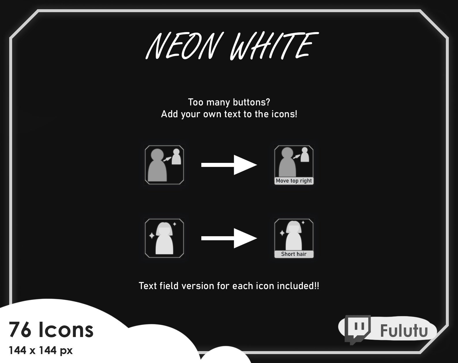 Neon White VTS Stream Deck Icon Pack | Twitch | Discord | Youtube ...