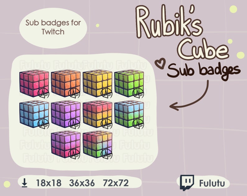 Rubik's Cube Colours Sub Badge Pack | Twitch | Discord | Youtube ...