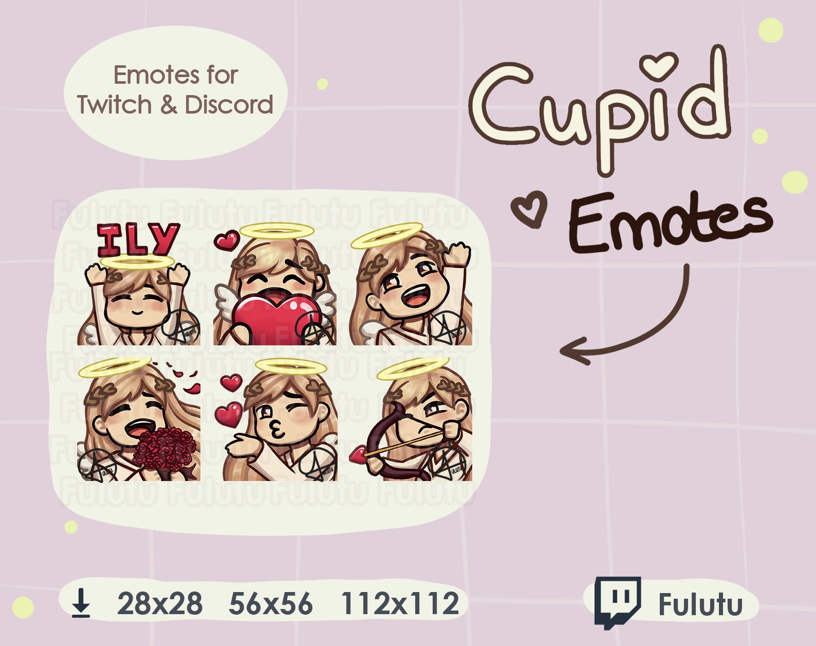Cupid Emote Pack Twitch Discord Youtube Kawaii Cute Valentines Day Love ...