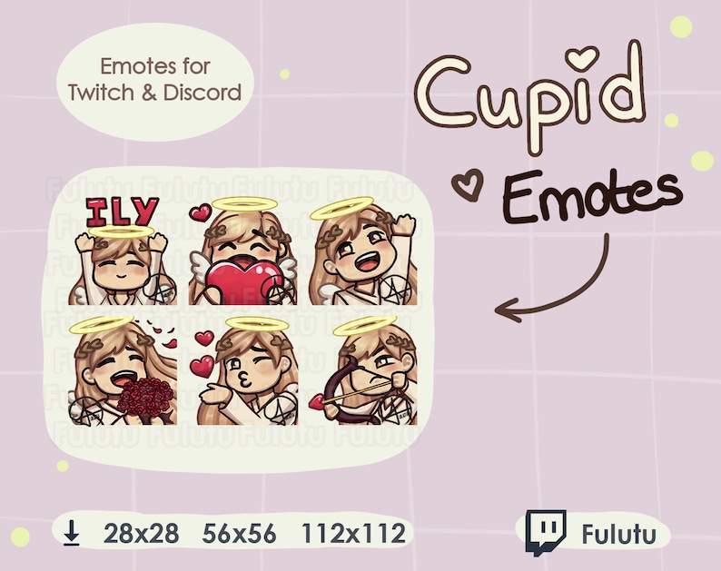 Cupid Emote Pack | Twitch | Discord | Youtube | Kawaii Cute Valentines ...