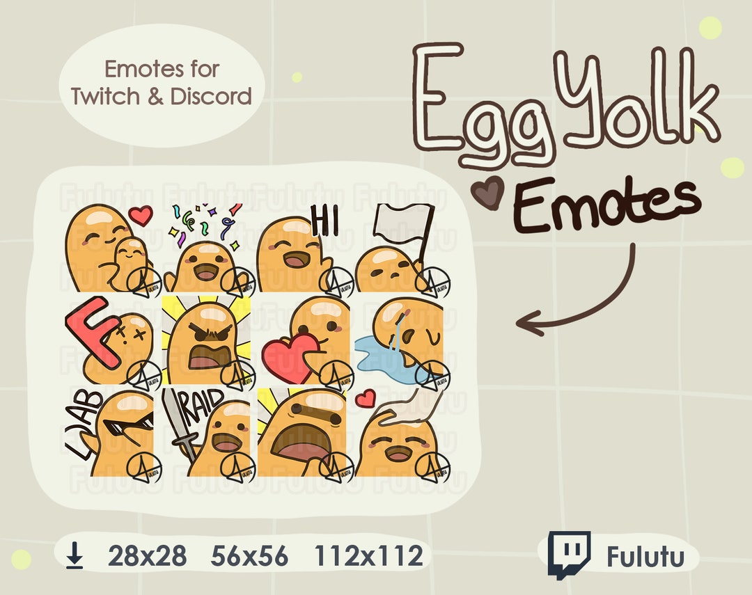 Egg Yolk Emote Pack | Twitch | Discord | Youtube | Kawaii Cute Vtuber ...