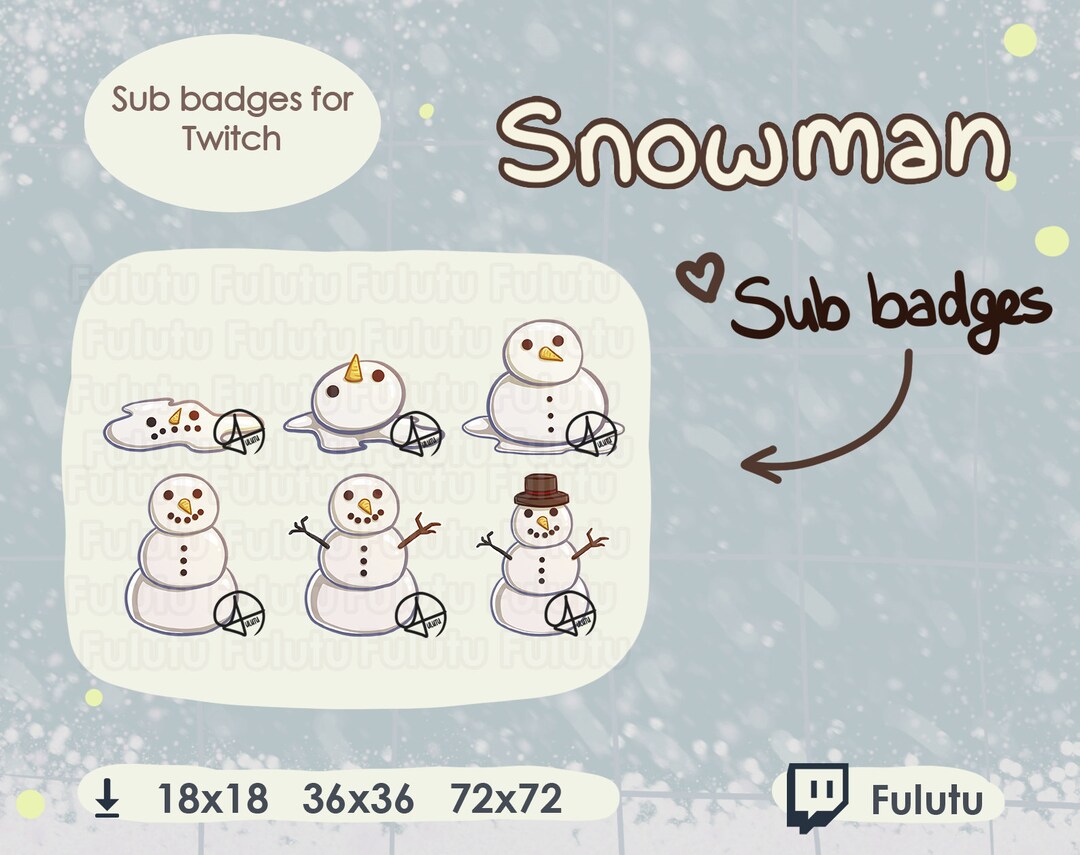 Snowman Sub Badge Pack | Twitch | Discord | Youtube | Kawaii Cute ...