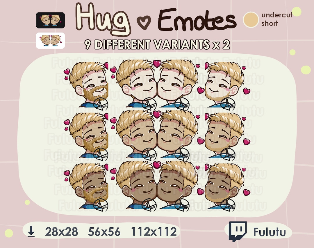 Hug Emote Pack - Undercut Short Blond | Twitch | Discord | Youtube ...