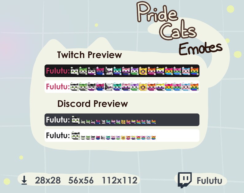 Pride Cats Emote Pack | Twitch | Discord | Youtube | Kawaii Cute Cat ...