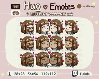 Hug Emote Pack - Long Red | Twitch | Discord | Youtube | Kawaii Cute ...