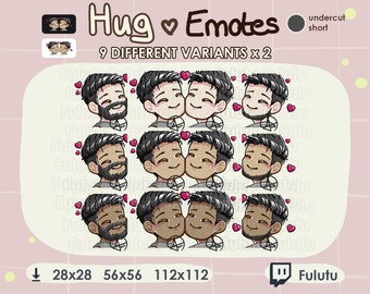 Hug Emote Pack - Short Bangs Brown | Twitch | Discord | Youtube ...