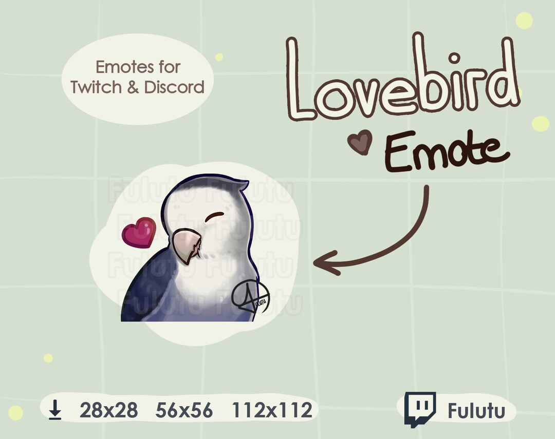 Lovebird Grey-headed Blue Heart Emote | Twitch | Discord | Youtube ...