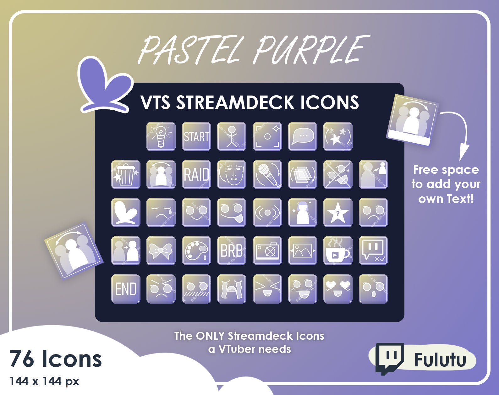 Pastel Purple VTS Stream Deck Icon Pack | Twitch | Discord | Youtube ...