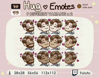 Hug Emote Pack - Long Red | Twitch | Discord | Youtube | Kawaii Cute ...