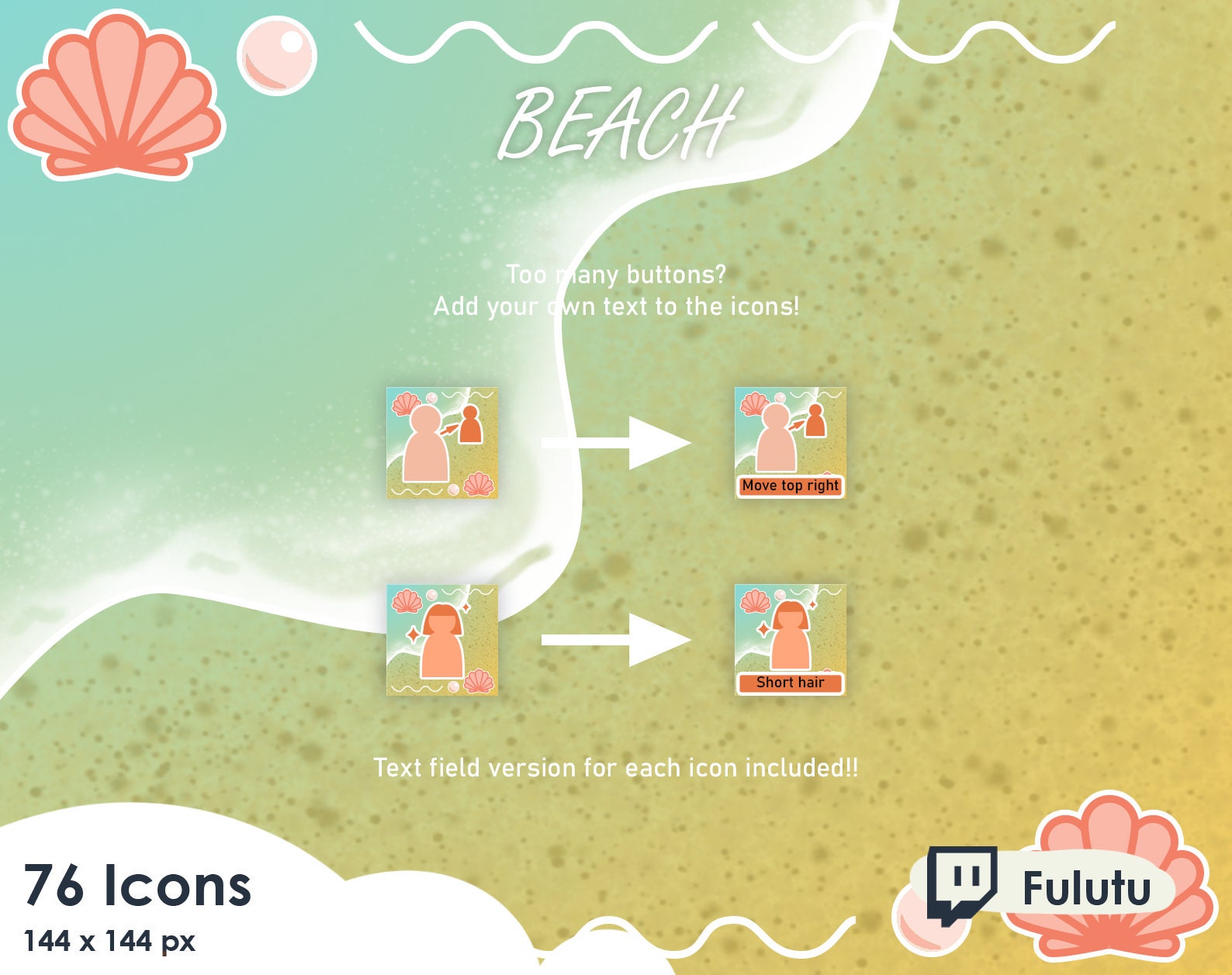 Beach VTS Stream Deck Icon Pack | Twitch | Discord | Youtube | Kawaii ...