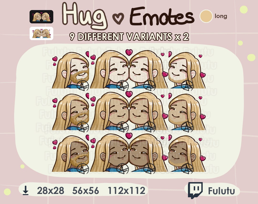 Hug Emote Pack - Long Blond | Twitch | Discord | Youtube | Kawaii Cute ...