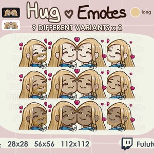 Hug Emote Pack - Long Blond | Twitch | Discord | Youtube | Kawaii Cute ...