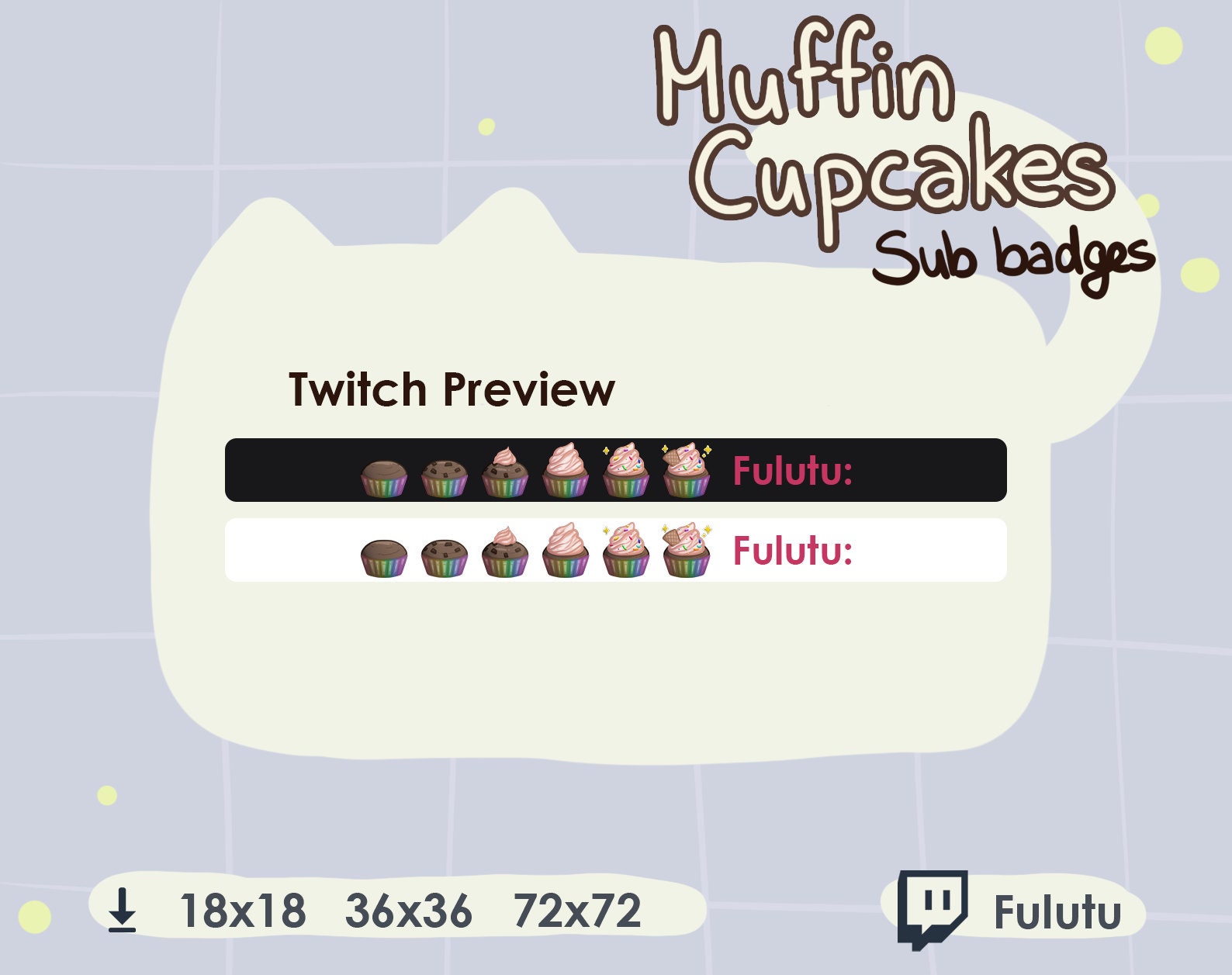 Muffin Cupcake Rainbow Sub Badge Pack Twitch Discord Youtube Kawaii ...