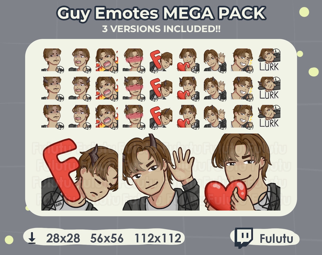 Guy Emote MEGA Pack | Brown Half Long Hair, Tan | Twitch | Discord ...