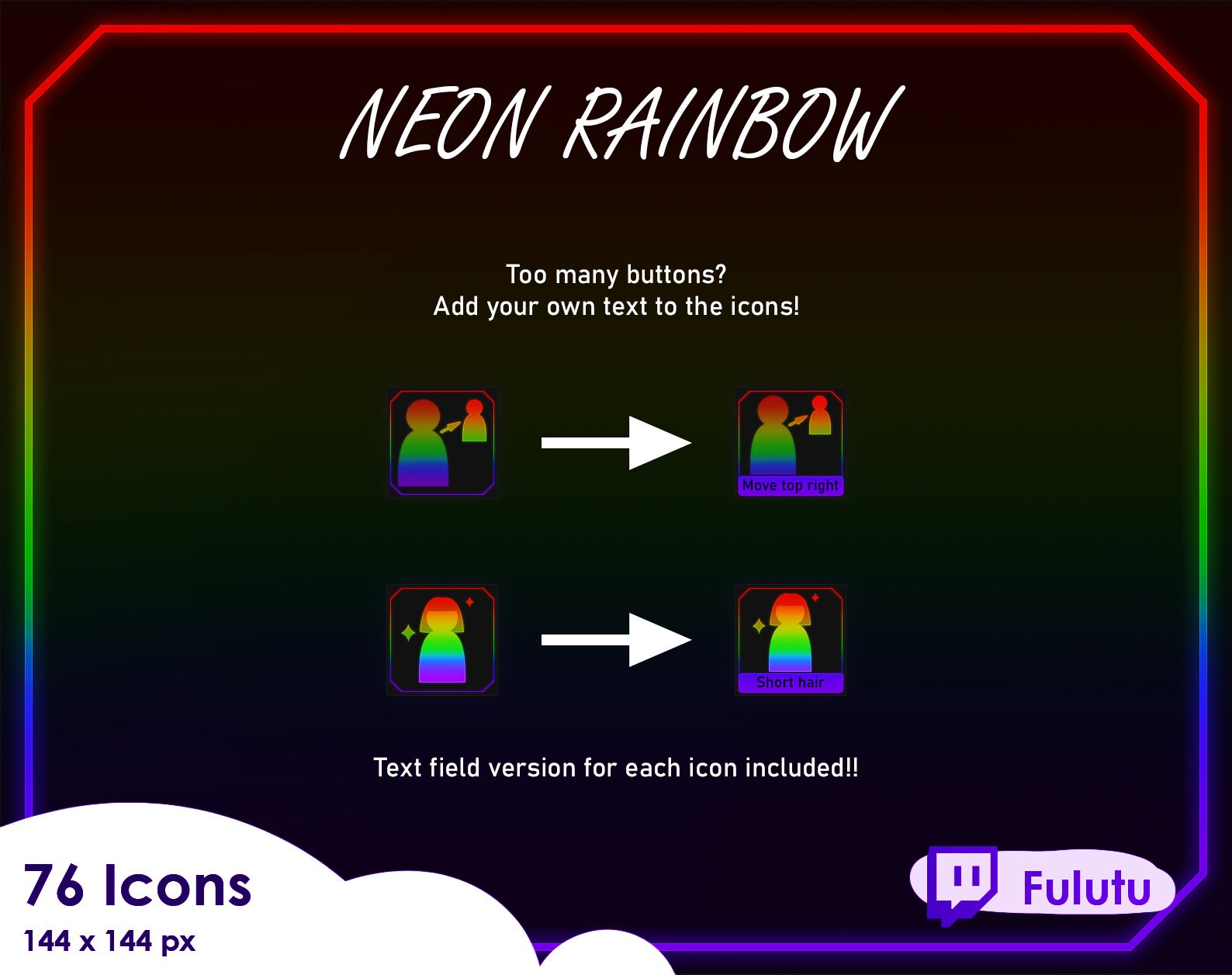 Neon Rainbow VTS Stream Deck Icon Pack | Twitch | Discord | Youtube ...