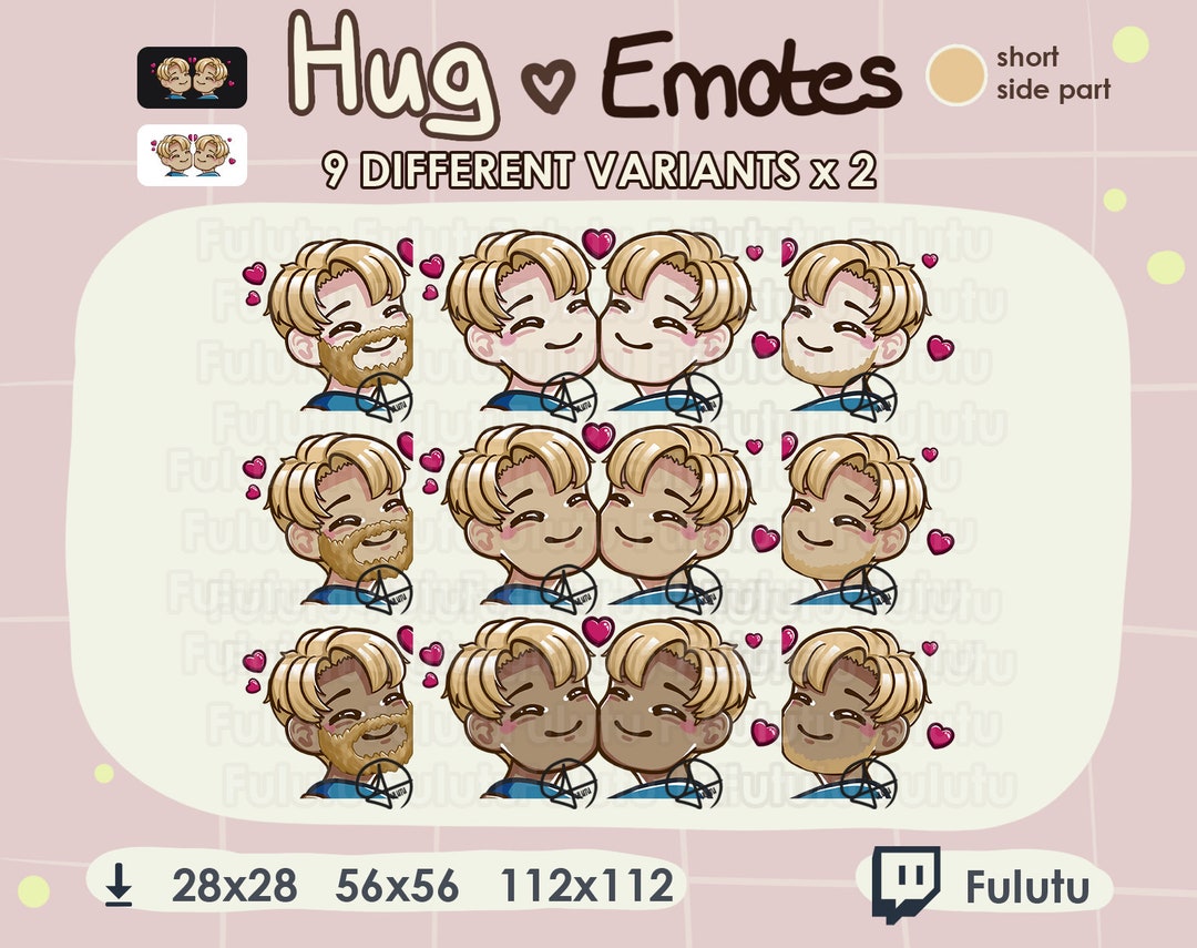 Hug Emote Pack - Short Side Part Blond | Twitch | Discord | Youtube ...