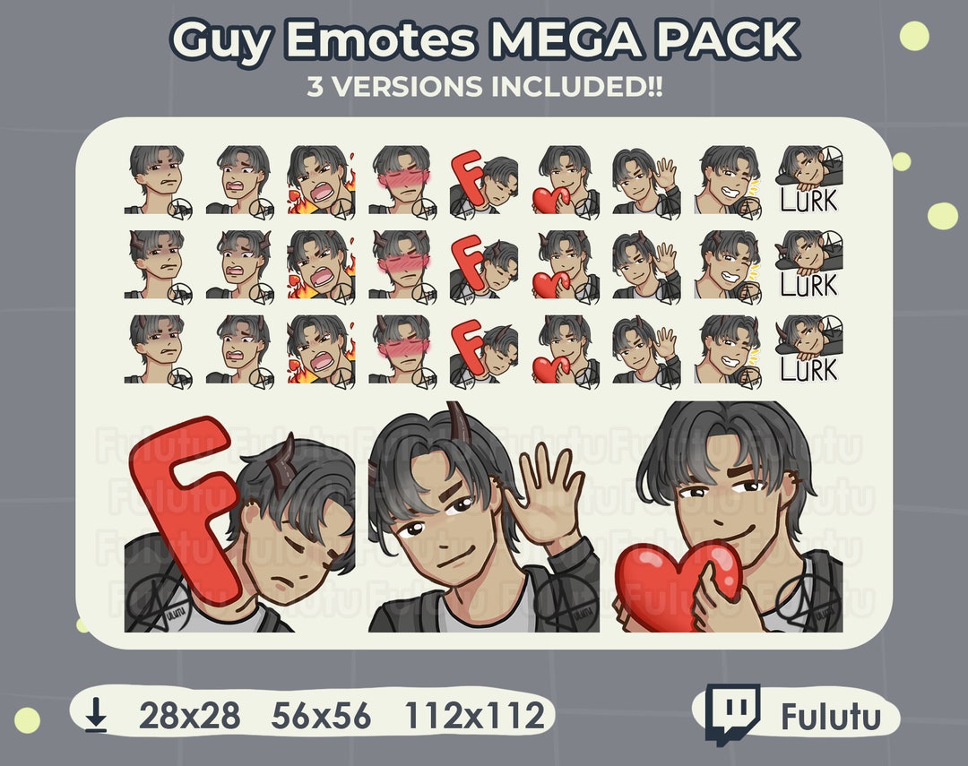 Guy Emote MEGA Pack | Black Half Long Hair, Tan | Twitch | Discord ...