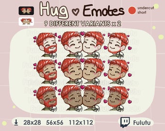 Hug Emote Pack - Short Bangs Brown | Twitch | Discord | Youtube ...