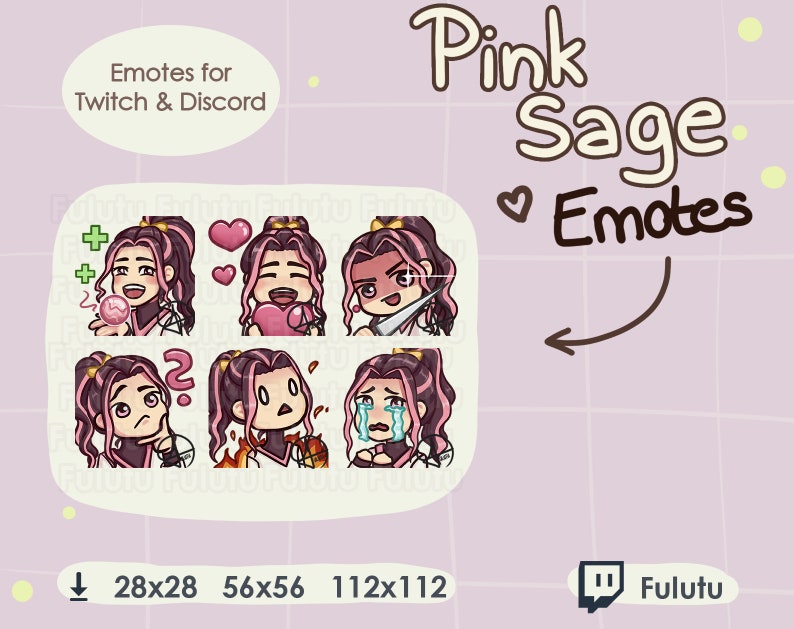 Pink Sage Emote Pack | Twitch | Discord | Youtube | Kawaii Cute Healer ...
