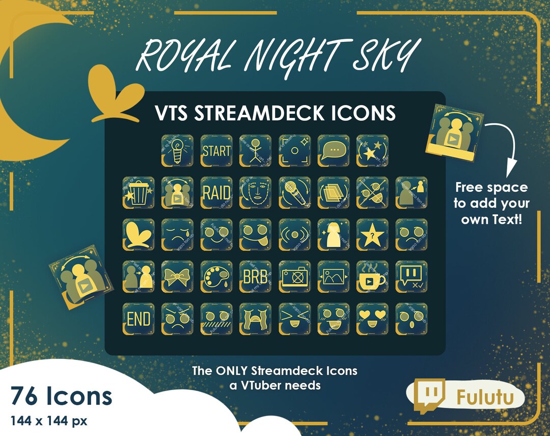 Royal Night Sky VTS Stream Deck Icon Pack | Twitch | Discord | Youtube ...