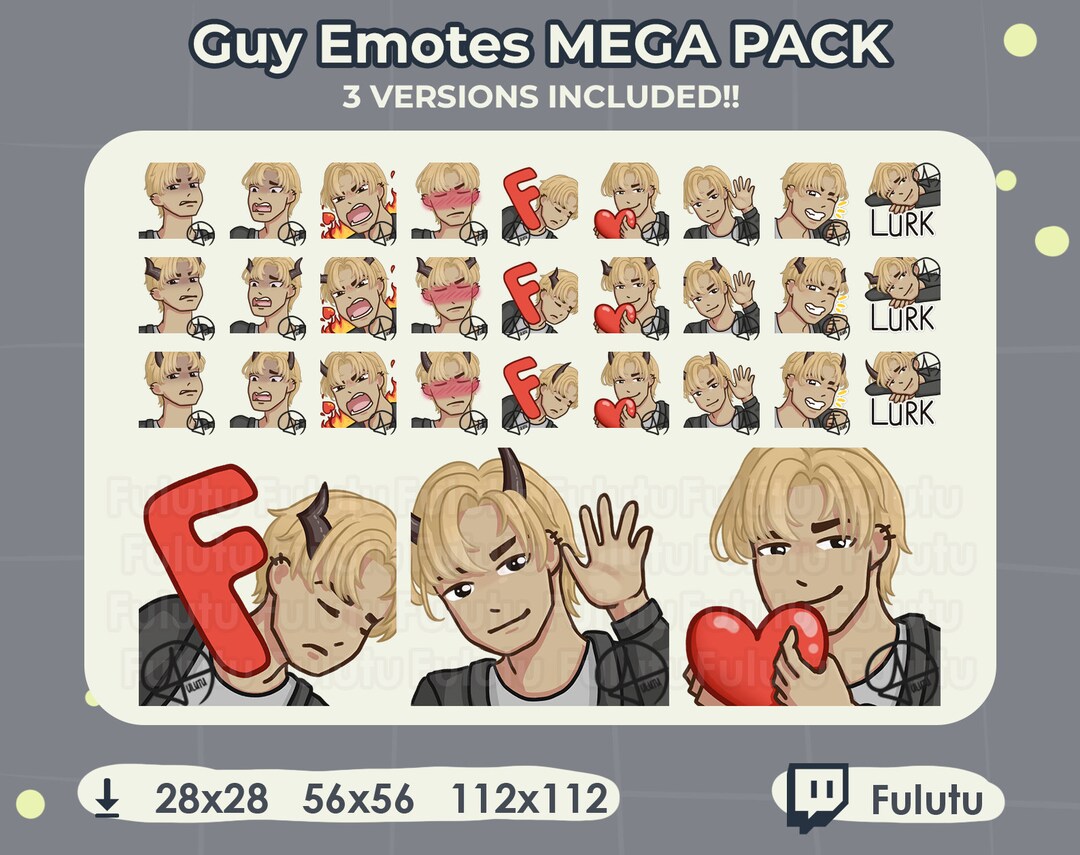 Guy Emote MEGA Pack | Blond Half Long Hair, Tan | Twitch | Discord ...
