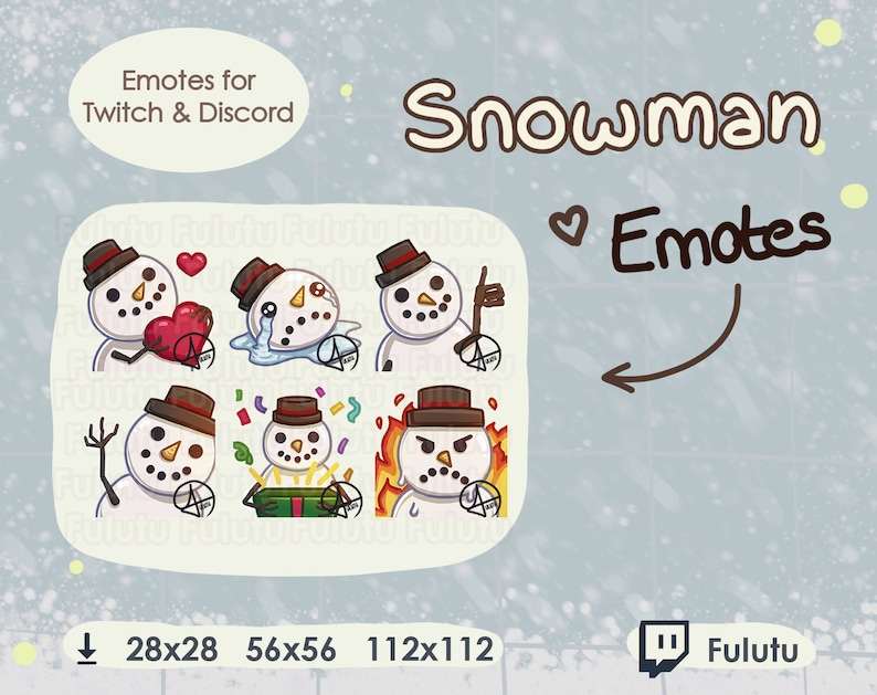 Snowman Emote Pack | Twitch | Discord | Youtube | Kawaii Cute Winter ...