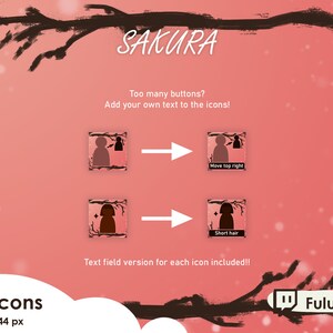 Sakura VTS Stream Deck Icon Pack | Twitch | Discord | Youtube | Kawaii ...