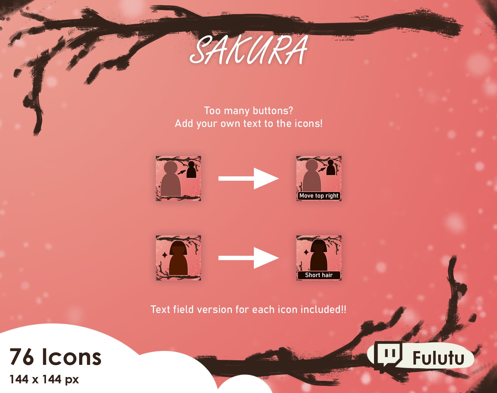 Sakura VTS Stream Deck Icon Pack | Twitch | Discord | Youtube | Kawaii Cute Japanese Cherry Tree ...