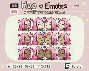 Hug Emote Pack - Long Red | Twitch | Discord | Youtube | Kawaii Cute ...